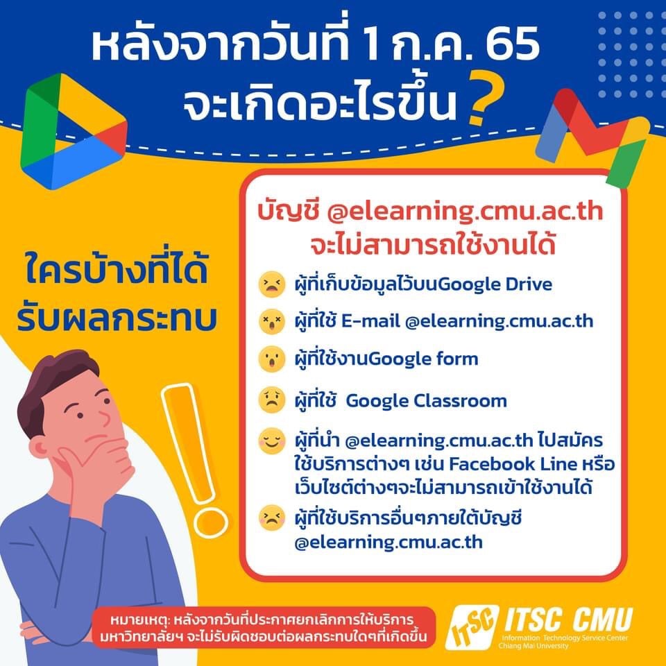 มช.จะยกเลิกบัญชี @elearning.cmu.ac.th ในวันที่ 1 กรกฎาคม 2565 - Chiang Mai News