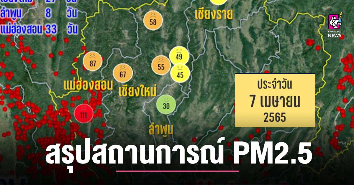 สรุปสถานการณ์ PM2.5 (7 เมษายน 2565) - Chiang Mai News