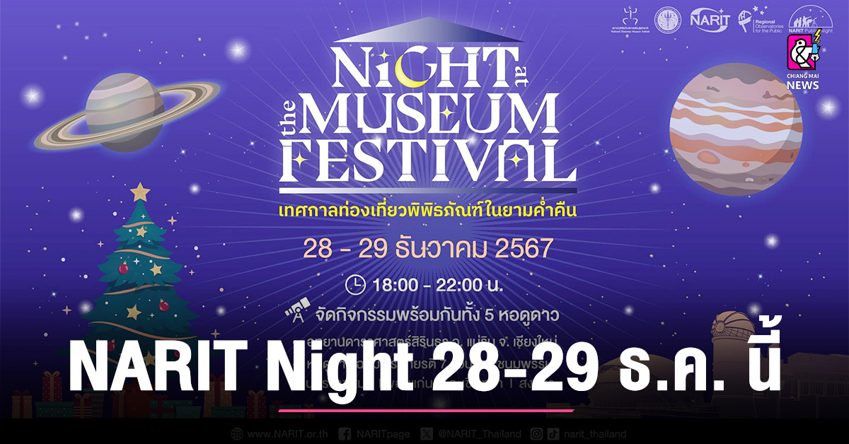 ชวนดูดาวยามค่ำคืน ในงาน NARIT Night 28-29 ธ.ค. นี้